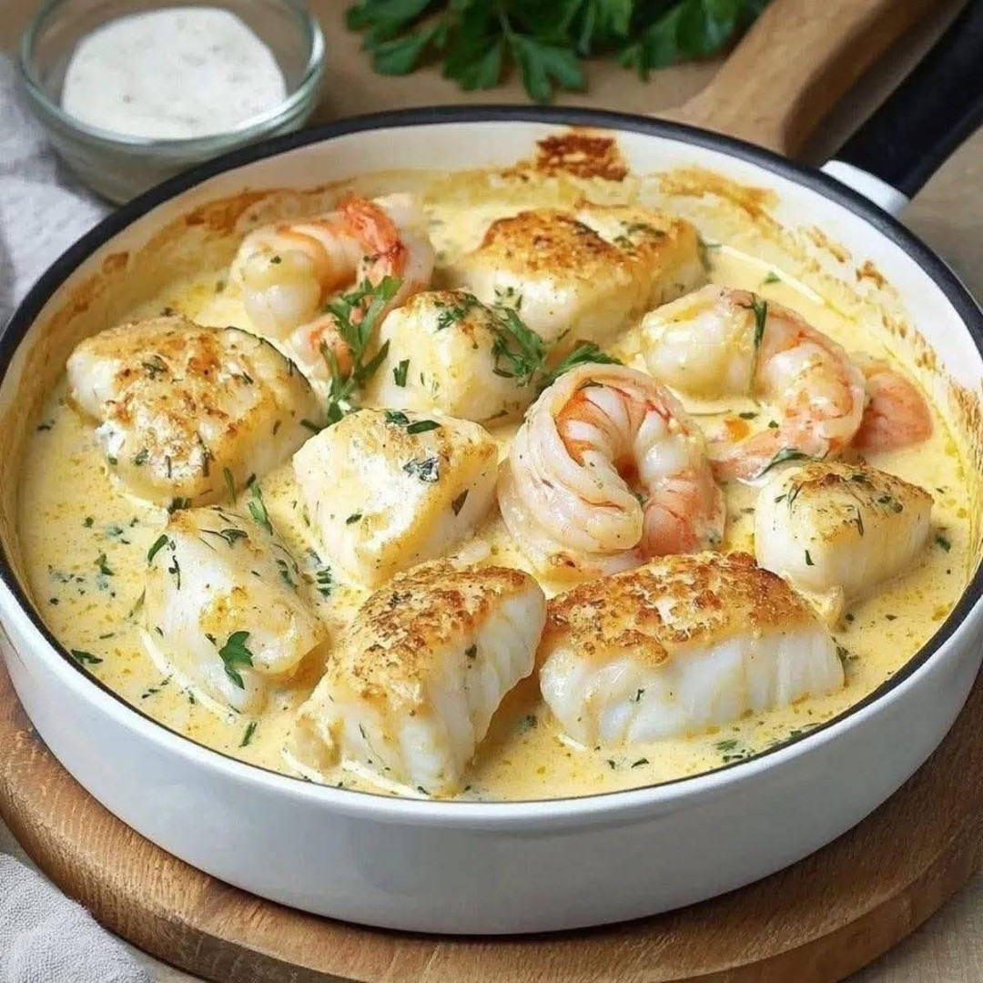 Shrimp and Cod in Creamy Garlic Sauce – all recipes fun