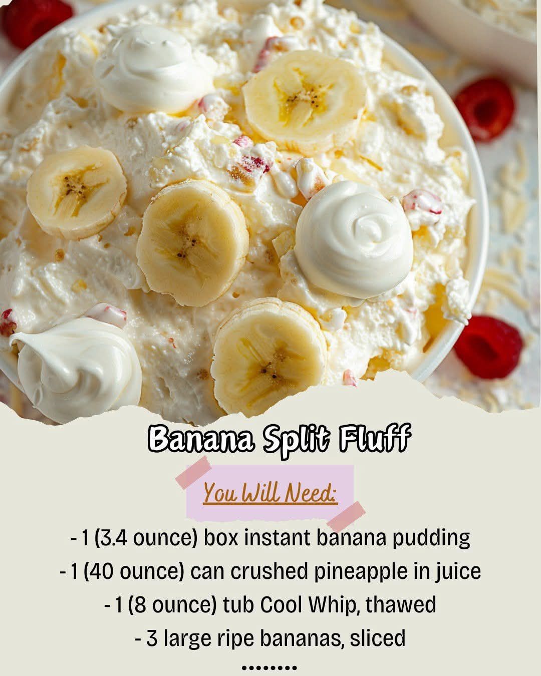 Banana Split Fluff 🍌🍓 – all recipes fun