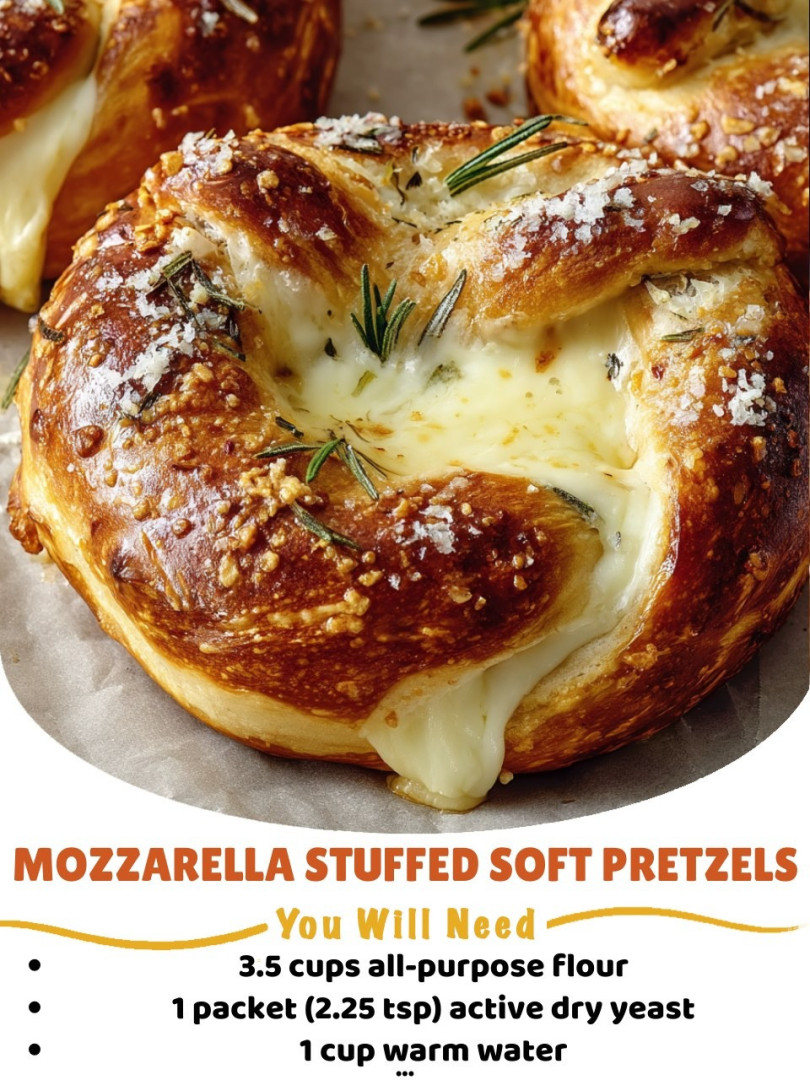 Mozzarella Stuffed Soft Pretzels Golden, pillowy pretzels stuffed with ...