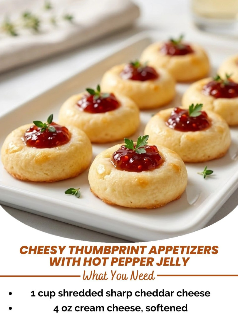 Cheesy Thumbprint Appetizers with Hot Pepper Jelly – buttery cheese ...