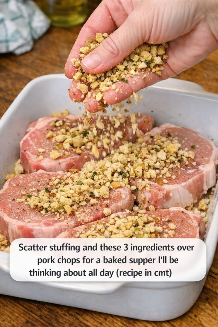 Scatter stuffing and these 3 ingredients over pork chops for a baked ...